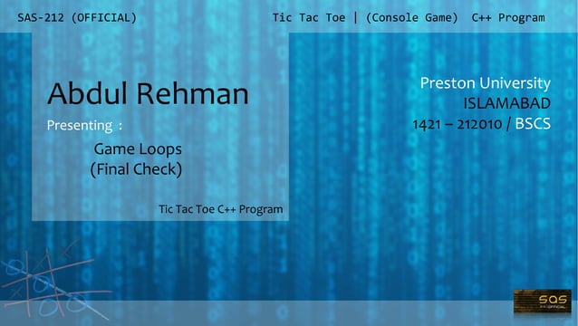 Tic tac toe c++ project presentation | PPT | Programming Languages ...