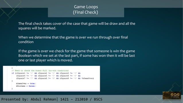 Tic tac toe c++ project presentation | PPT | Programming Languages | Computing