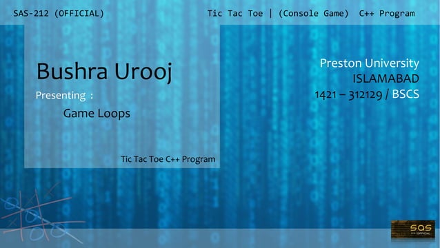 Tic tac toe c++ project presentation | PPT | Programming Languages | Computing
