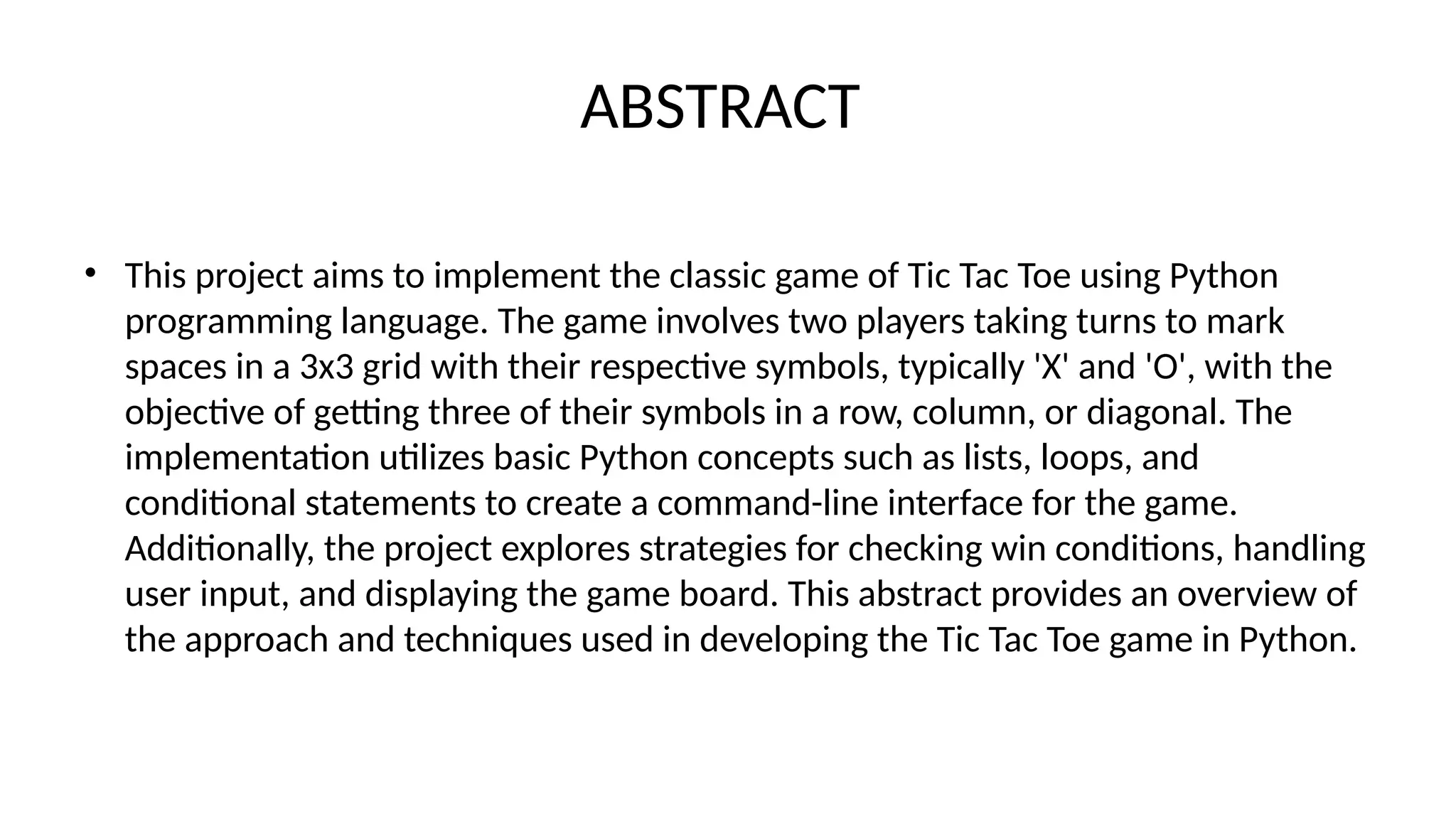 TIC TAC TOE GAME Real time projects.pptx