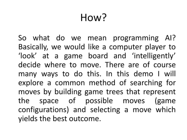 Tic tac toe simple ai game | PPTX