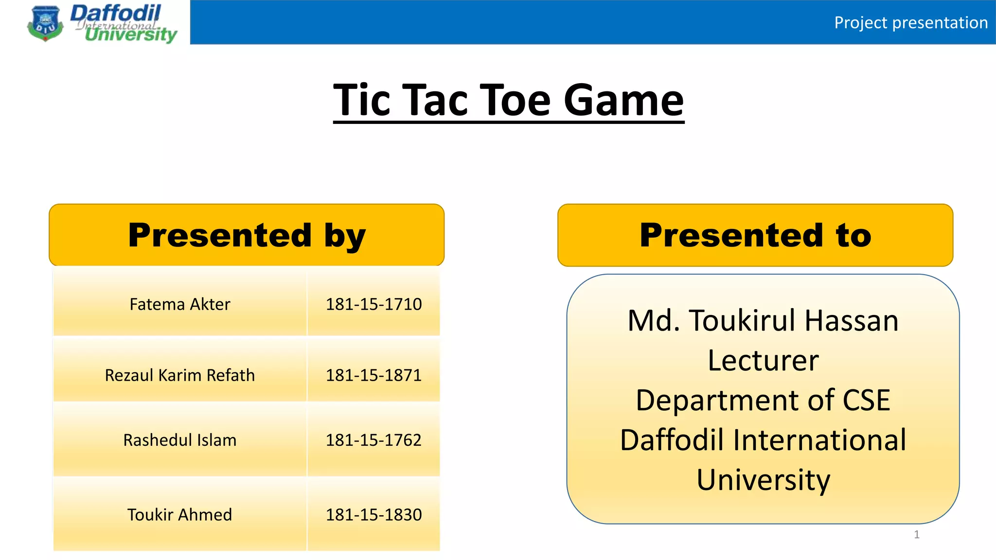Tic toc game presentation | PPT