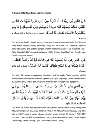 Tidak ada ketentuan besar kecilnya mahar.. | PDF