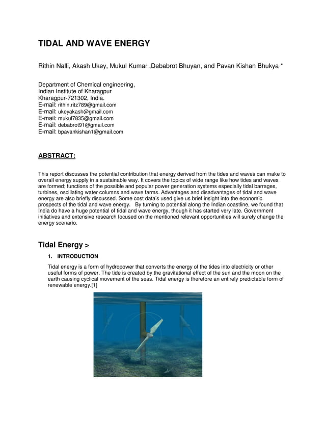 Tidal and wave energy | PDF | Power and Energy Industry | Industries