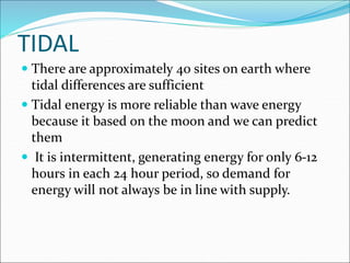 Introduction of Tidal and Wave energy principles | PPT