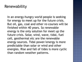 Tidal energy | PPT | Geography | Science