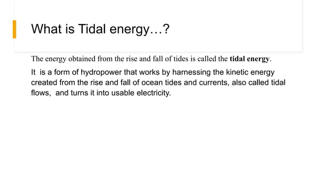 Construction and working of Tidal power plant | PPTX | Geology | Science