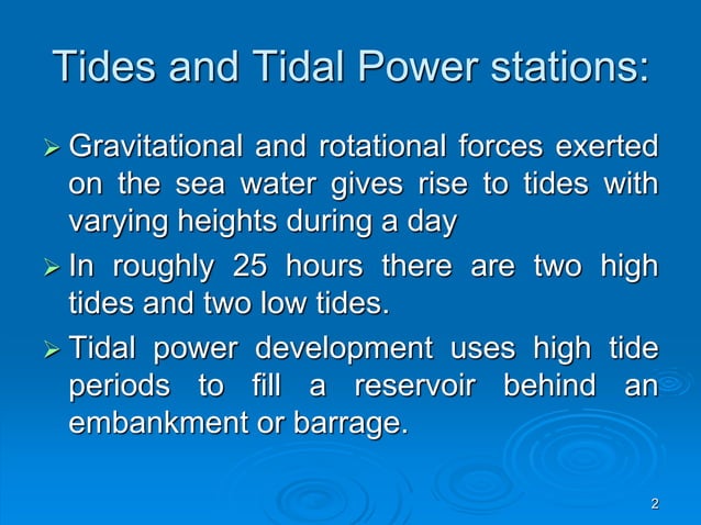Tidal Power Development - Modes of operation | PPT