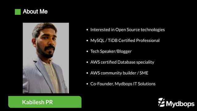 TiDB in a Nutshell - Power of Open-Source Distributed SQL Database - Mydbops | PPT