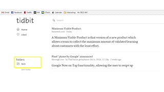 Tidbit Personas and MVP Presentation | PDF | Browsers | Computer Software and Applications