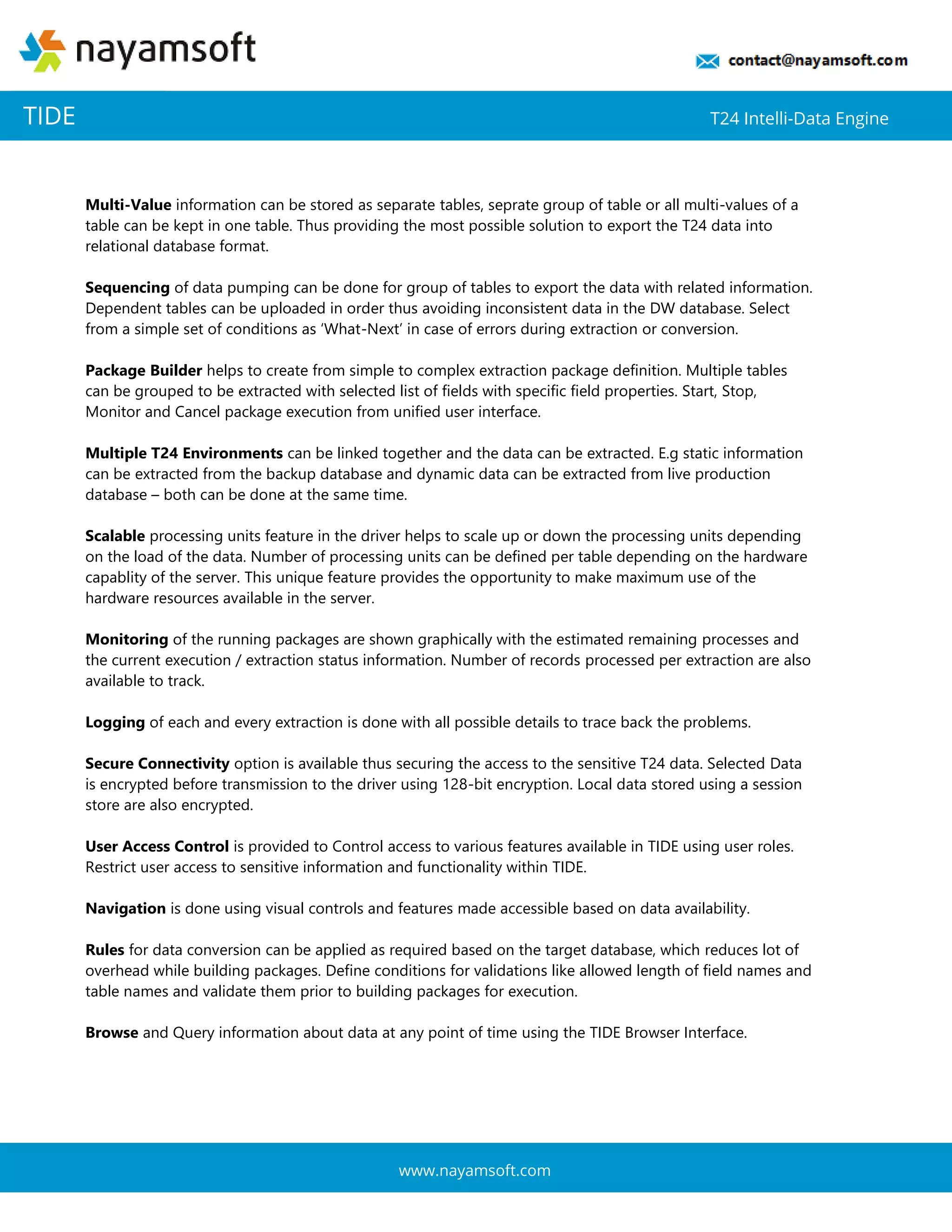 Tide data warehousesolutionfort24_nayamsoft_flyer | PDF
