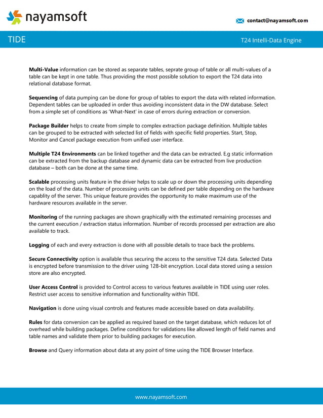 Tide data warehousesolutionfort24_nayamsoft_flyer | PDF