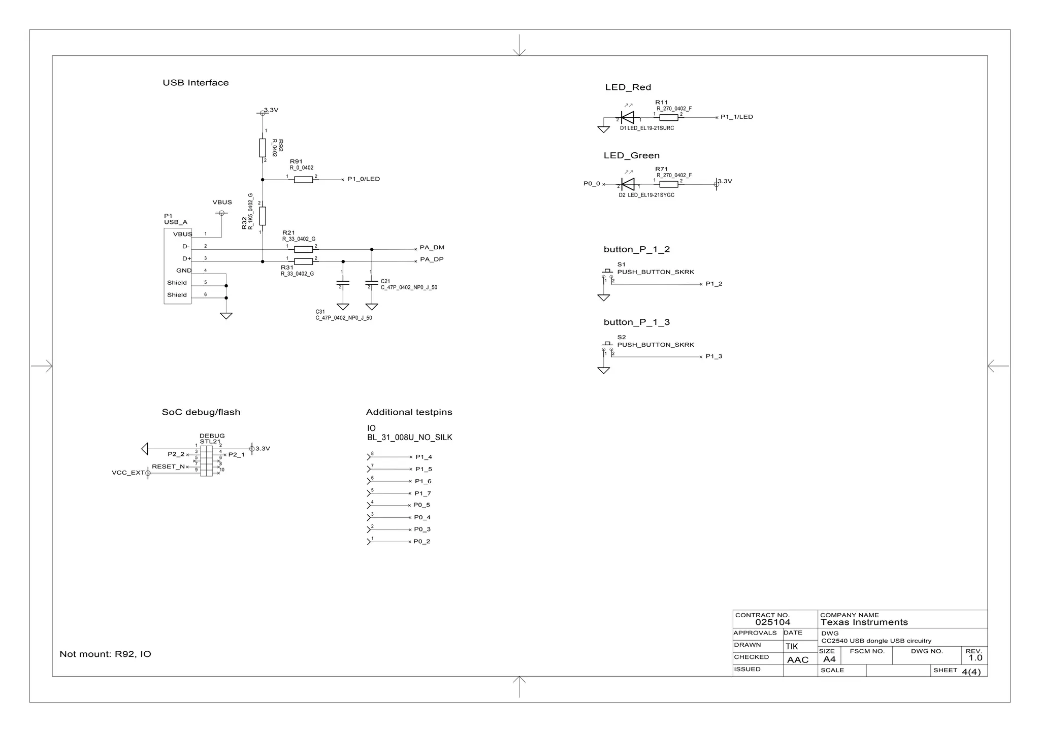 CC2540 Bluetooth Low Energy Reference Design Schematic | PDF