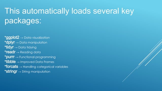 What is tidyverse in R languages and different packages | PPTX