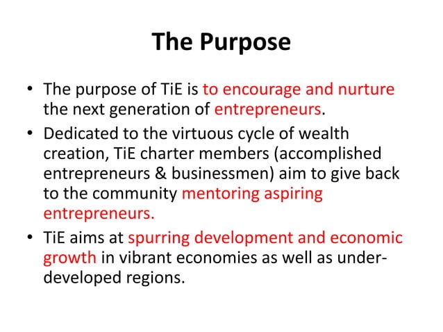 TiE - AN OVERVIEW | PPTX | Business Expos & Conferences | Events