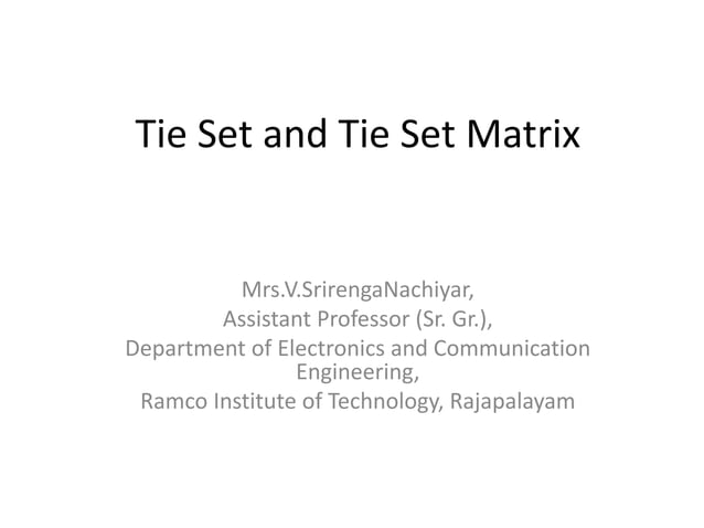 Tie set and tie-set matrix | PPTX | Science