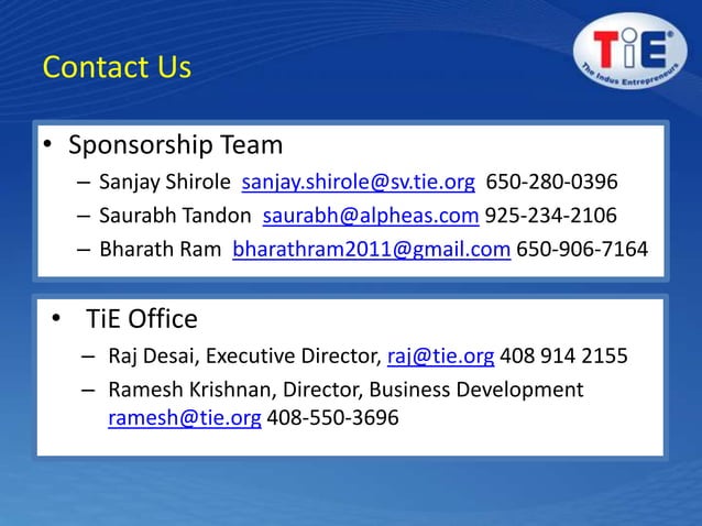 TiEcon 2013 sponsorship package | PPT