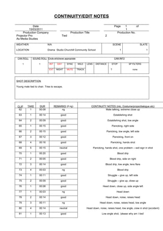 Tied continuity sheet | DOC