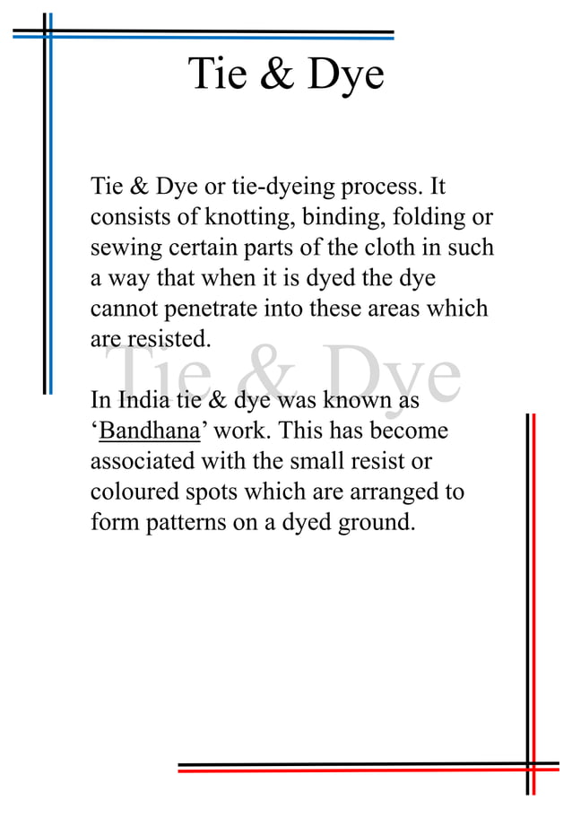 Tie and dye | PPTX | Needlework | Arts and Crafts
