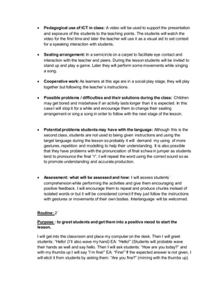 Kindergarten - Lesson plans 1 y 2 | DOCX