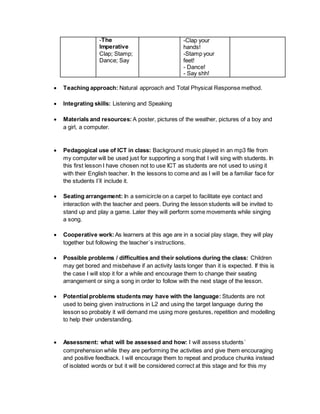 Kindergarten - Lesson plans 1 y 2 | DOCX