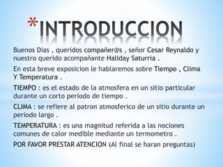 Tiempo , clima y temperatura | PPTX