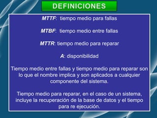 Tiempos medios para, entre y reparar fallas (mtbf, mttf, mttr) | PDF