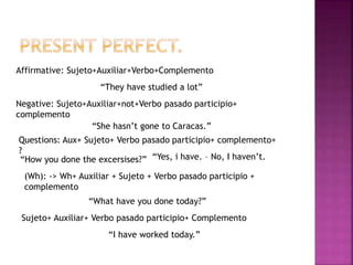 Tiempos verbales perfecto | PPT