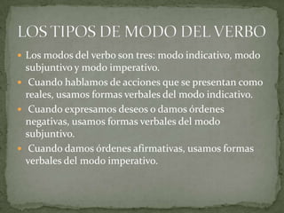 Tiempo y modo del verbo | PPT