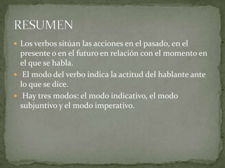 Tiempo y modo del verbo | PPTX
