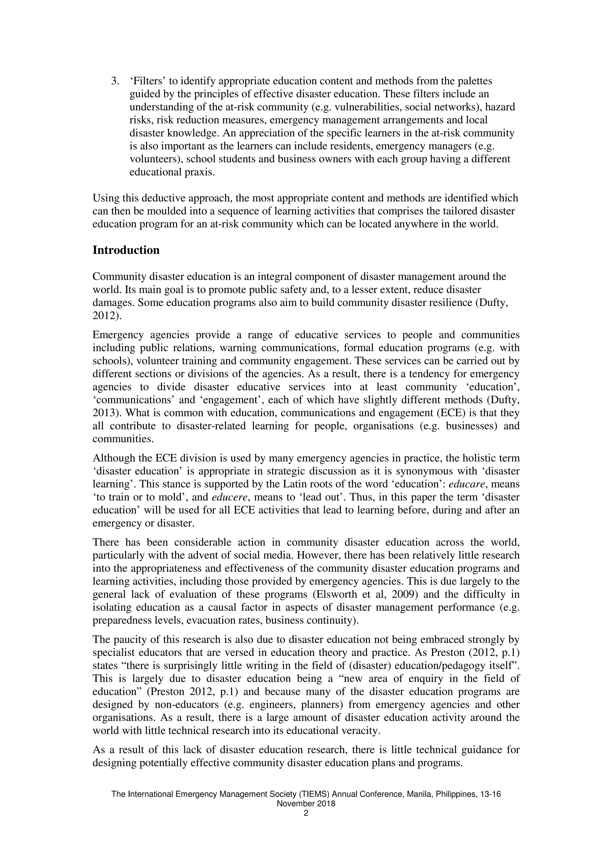 A new approach to disaster education (conference paper) | PDF