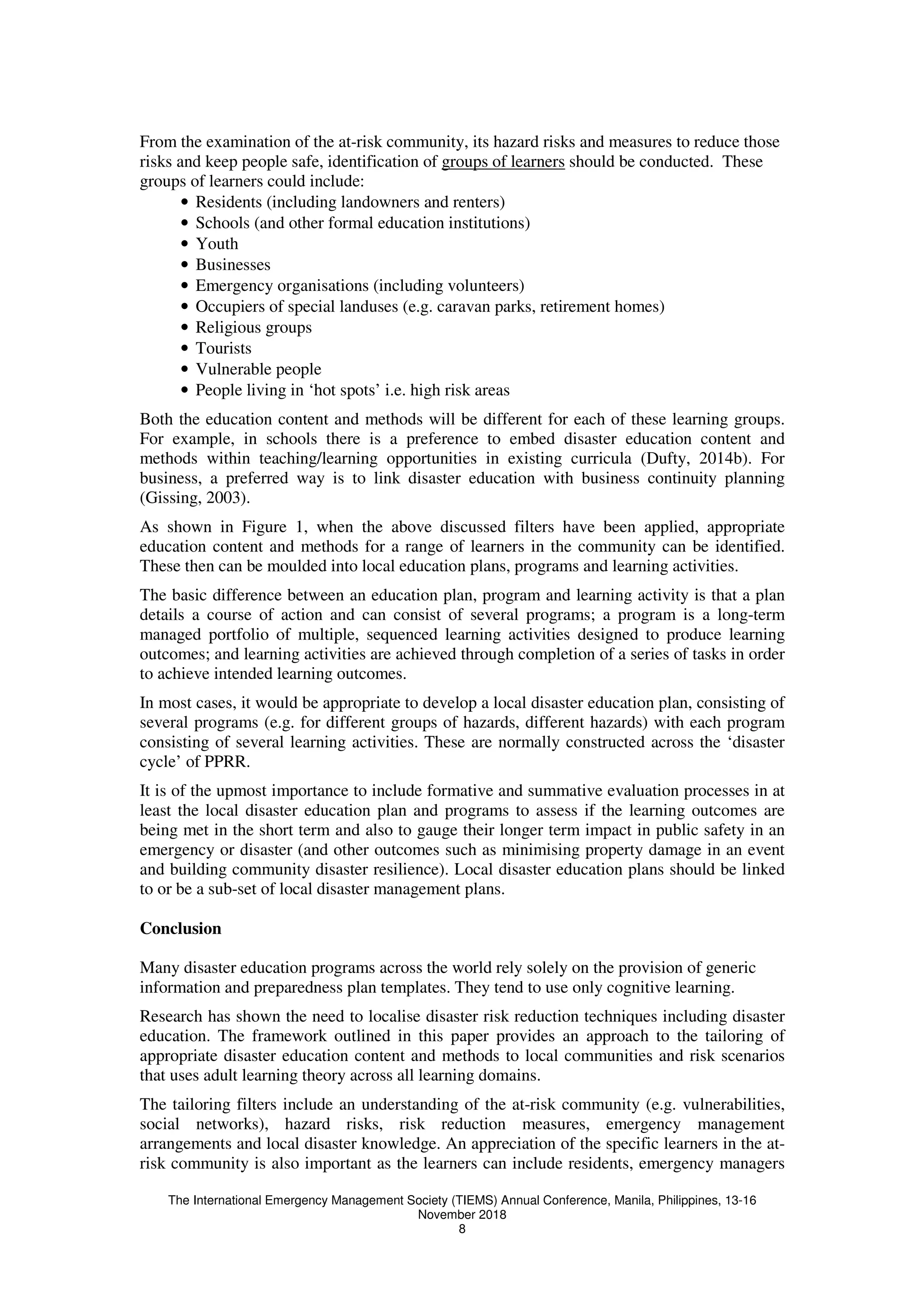 A new approach to disaster education (conference paper) | PDF