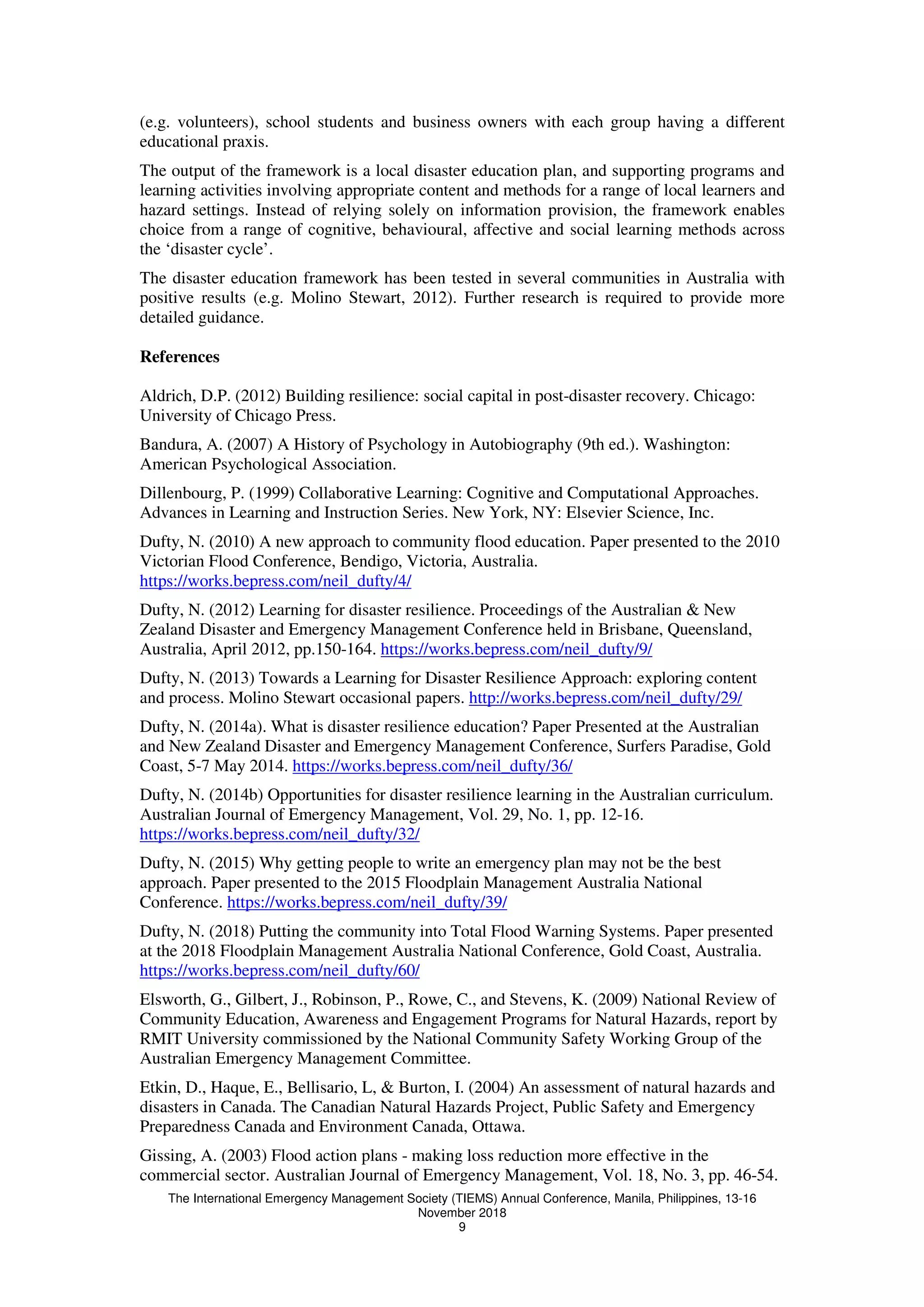 A new approach to disaster education (conference paper) | PDF