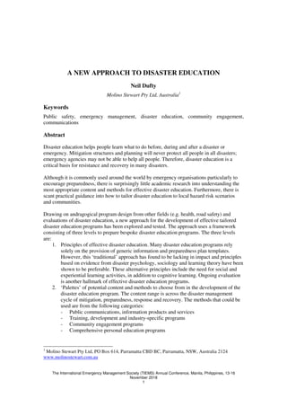 A new approach to disaster education (conference paper) | PDF