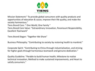 Tiens worldwide -The Leader in MLM industry. | PPT