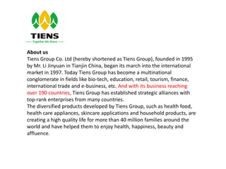 Tiens worldwide -The Leader in MLM industry. | PPT