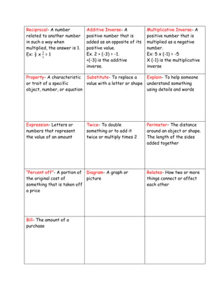 Tier 2 words for unit 3 in 7th grade math | DOCX