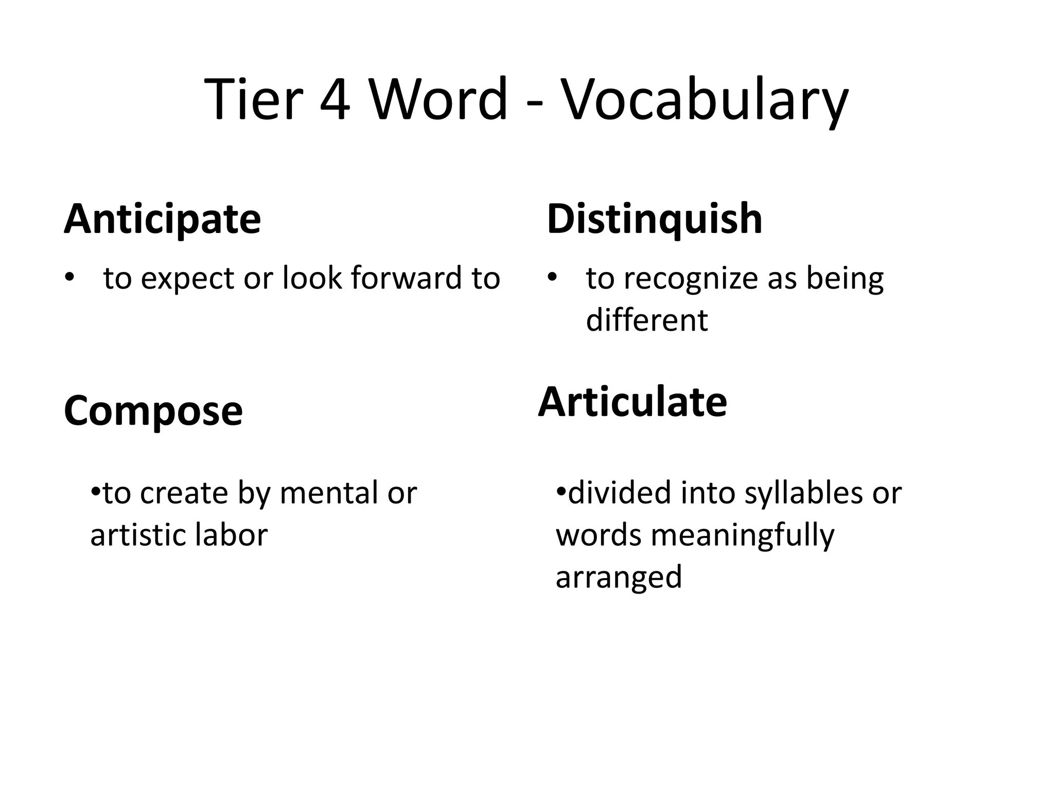 Tier 4 word vocabulary review | PDF