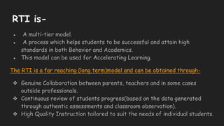 Tiered instructions in a response to intervention model. | PPT