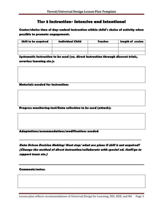 Tiered Lesson Plan Template | PDF