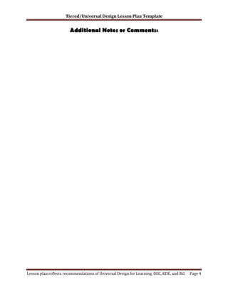 Tiered Lesson Plan Template | PDF