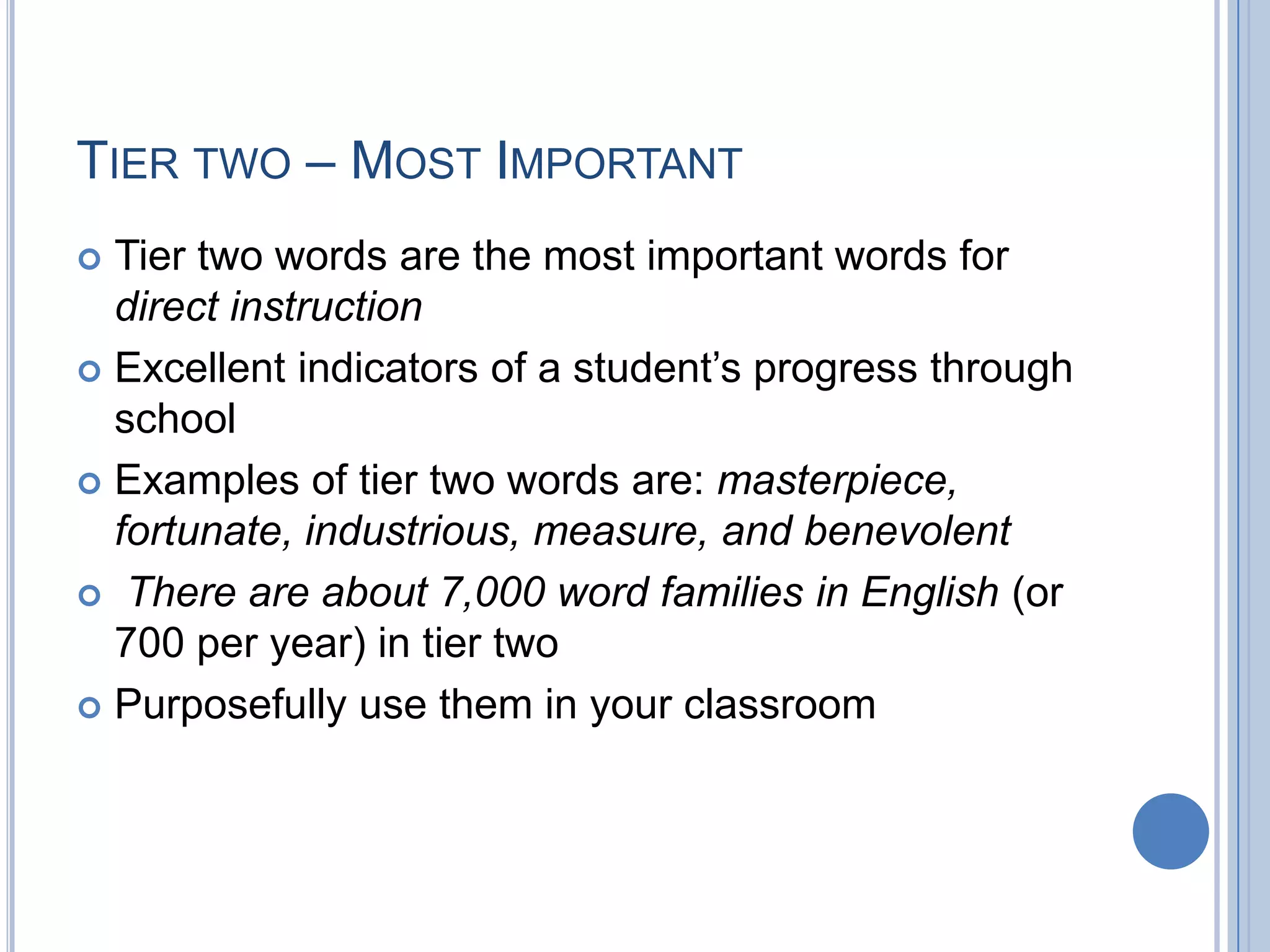 Tiered vocabulary | PPTX