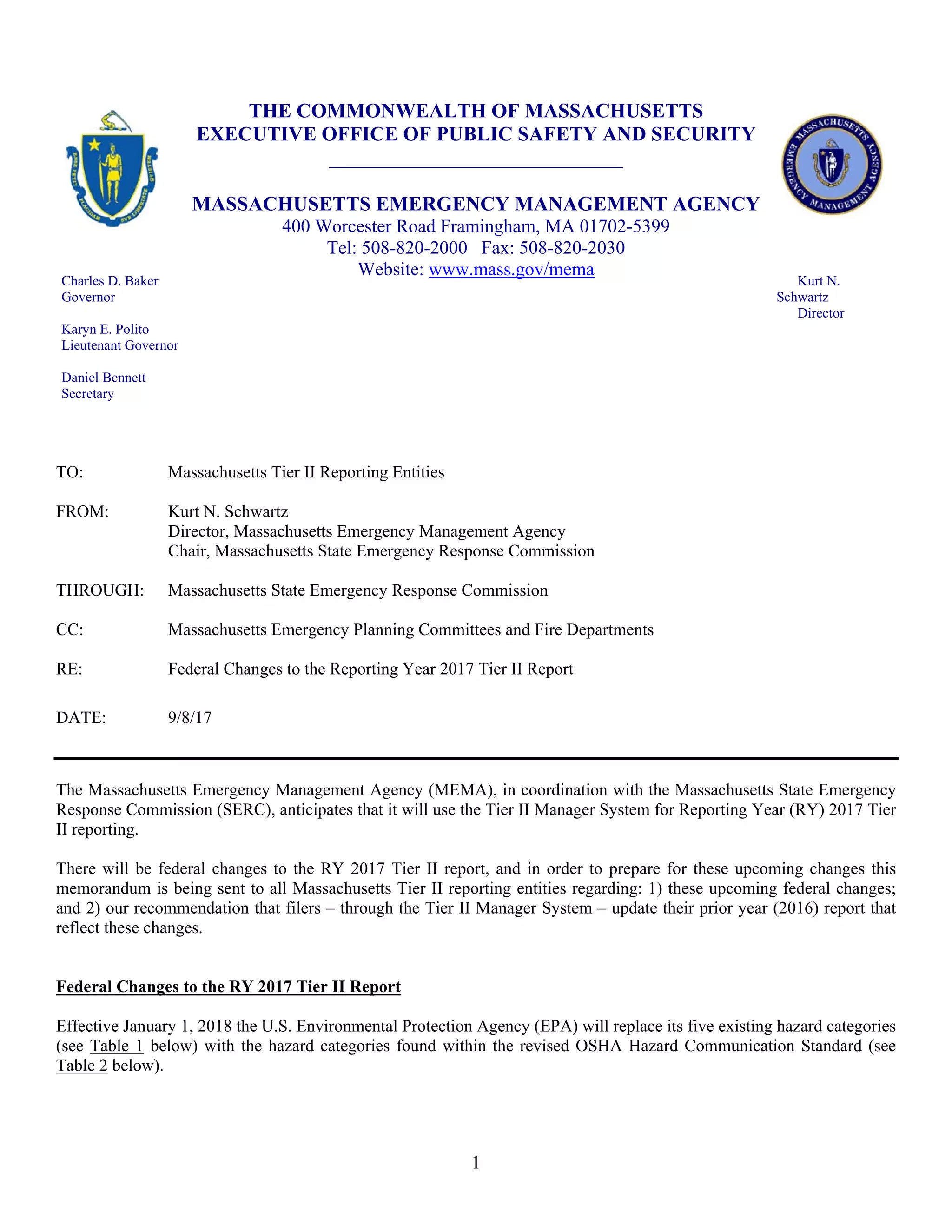 Tier ii reporting year 2017 federal changes to the tier ii report | PDF ...