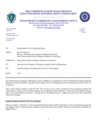 Tier ii reporting year 2017 federal changes to the tier ii report | PDF ...