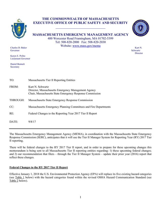 Tier ii reporting year 2017 federal changes to the tier ii report | PDF ...