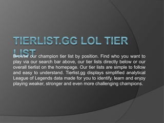 Tier list maker | PPTX | Video Game Genres | Video Gaming