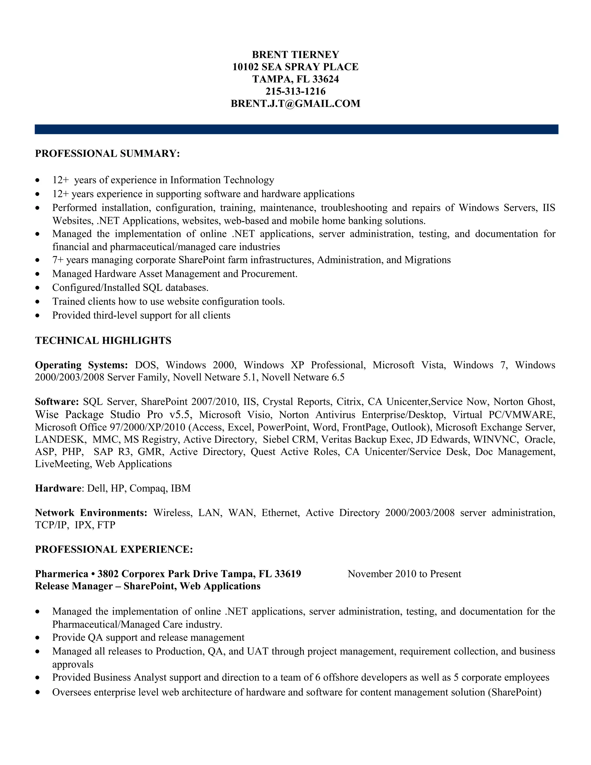 Brent Tierney - Resume | DOC