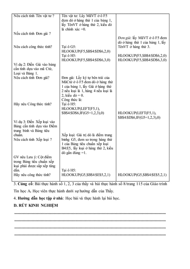 Tiet 4 mot so ham thong dung (vlookup va hlookup) | PDF