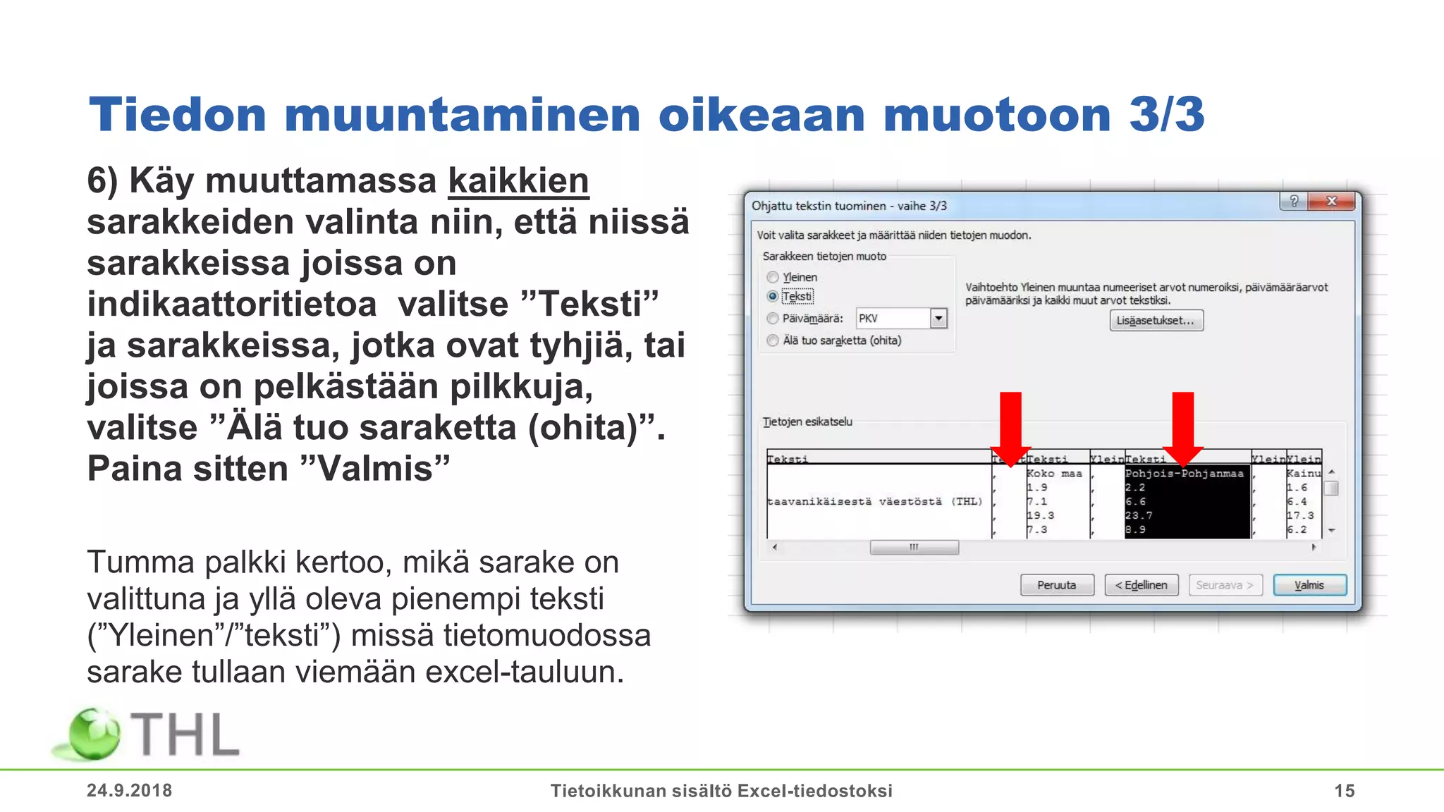 Tietoikkunan sisalto excel tiedostoksi - ohjeet 2018-9-12 | PDF