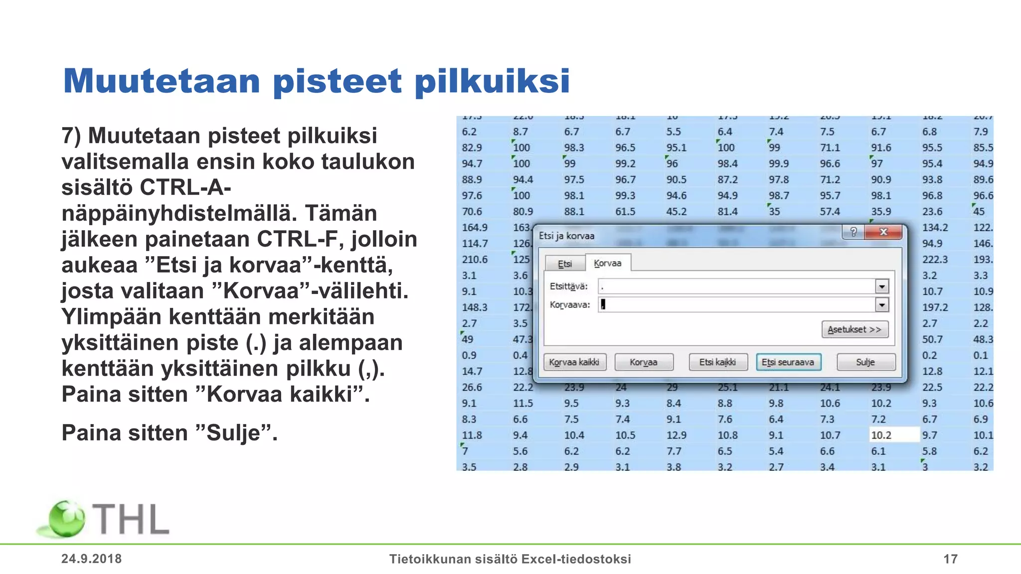 Tietoikkunan sisalto excel tiedostoksi - ohjeet 2018-9-12 | PDF